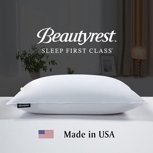 Beautyrest BT-DP-35 Tencel/Cotton Blend Cover Hypoallergenic White Down Pillow, 650 Fill Power, Jumbo