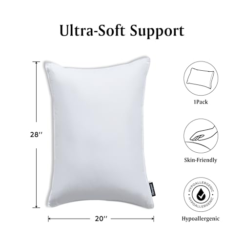 Beautyrest BT-DP-35 Tencel/Cotton Blend Cover Hypoallergenic White Down Pillow, 650 Fill Power, Jumbo