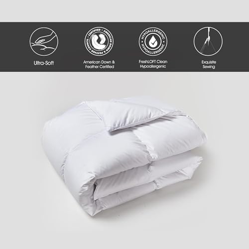 Beautyrest Tencel/Cotton Blend White Down Fiber Comforter- Medium Weight for All Season – King Size