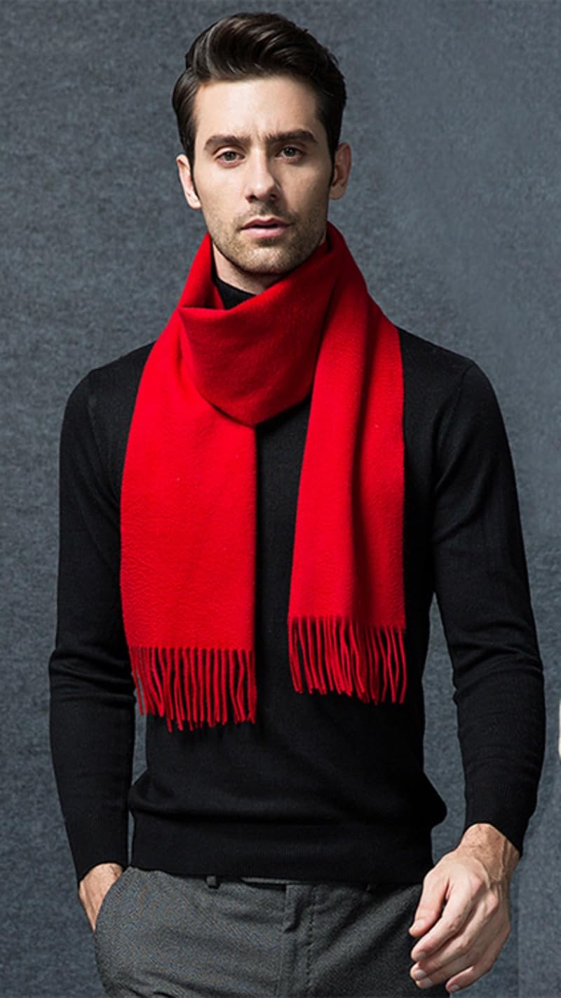 Roll Up Unisex Cashmere Soft Luxurious Cozy Long Winter Scarf Wrap Shawl Scarves Blanket (Xmas Red)
