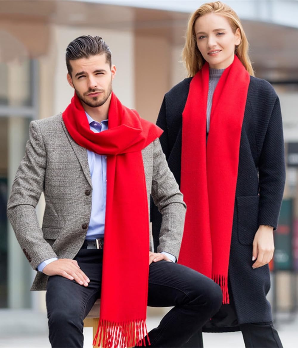 Roll Up Unisex Cashmere Soft Luxurious Cozy Long Winter Scarf Wrap Shawl Scarves Blanket (Xmas Red)