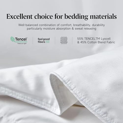 Beautyrest White Feather Down Fiber Comforter King Size- All Seasons Warmth Down Duvet Insert, Ultra-Comfortable Tencel/Cotton Blend Cover Fabric with Corner Loops