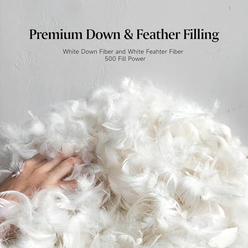 Beautyrest White Feather Down Fiber Comforter King Size- All Seasons Warmth Down Duvet Insert, Ultra-Comfortable Tencel/Cotton Blend Cover Fabric with Corner Loops