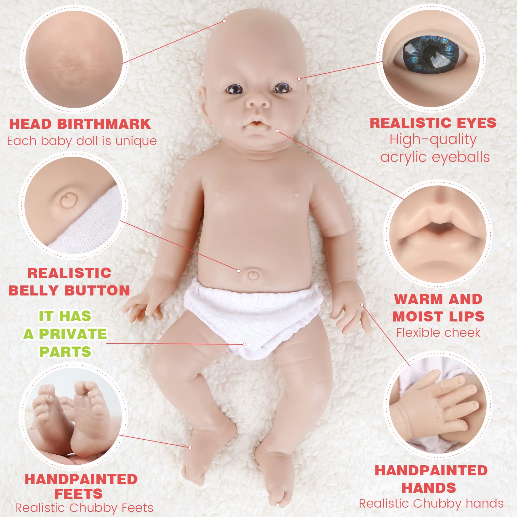 IVITA 19 inch Full Silicone Realistic Reborn Baby Boy Doll, Not Vinyl, Weighted Body, Imaginative Play