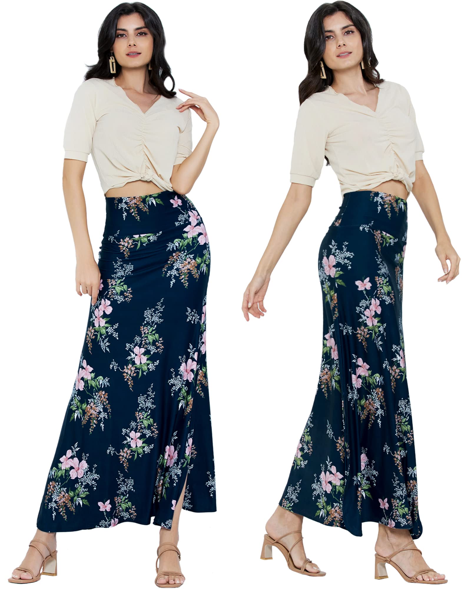 noflik Womens Maxi Skirts (Flower, S)