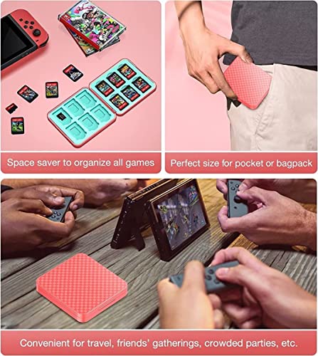 EUROA Nintendo Switch Game Holder - 12 Cartridge Storage Case, Protective Hard Shell, Soft Lining Rubber, Portable - Pink