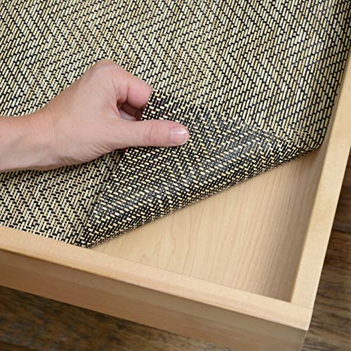 Con-Tact Brand Natural Weave Non-Adhesive Contact Shelf and Drawer Liner, 12" x 4', Zig Zag Black/Ivory, 6 Rolls