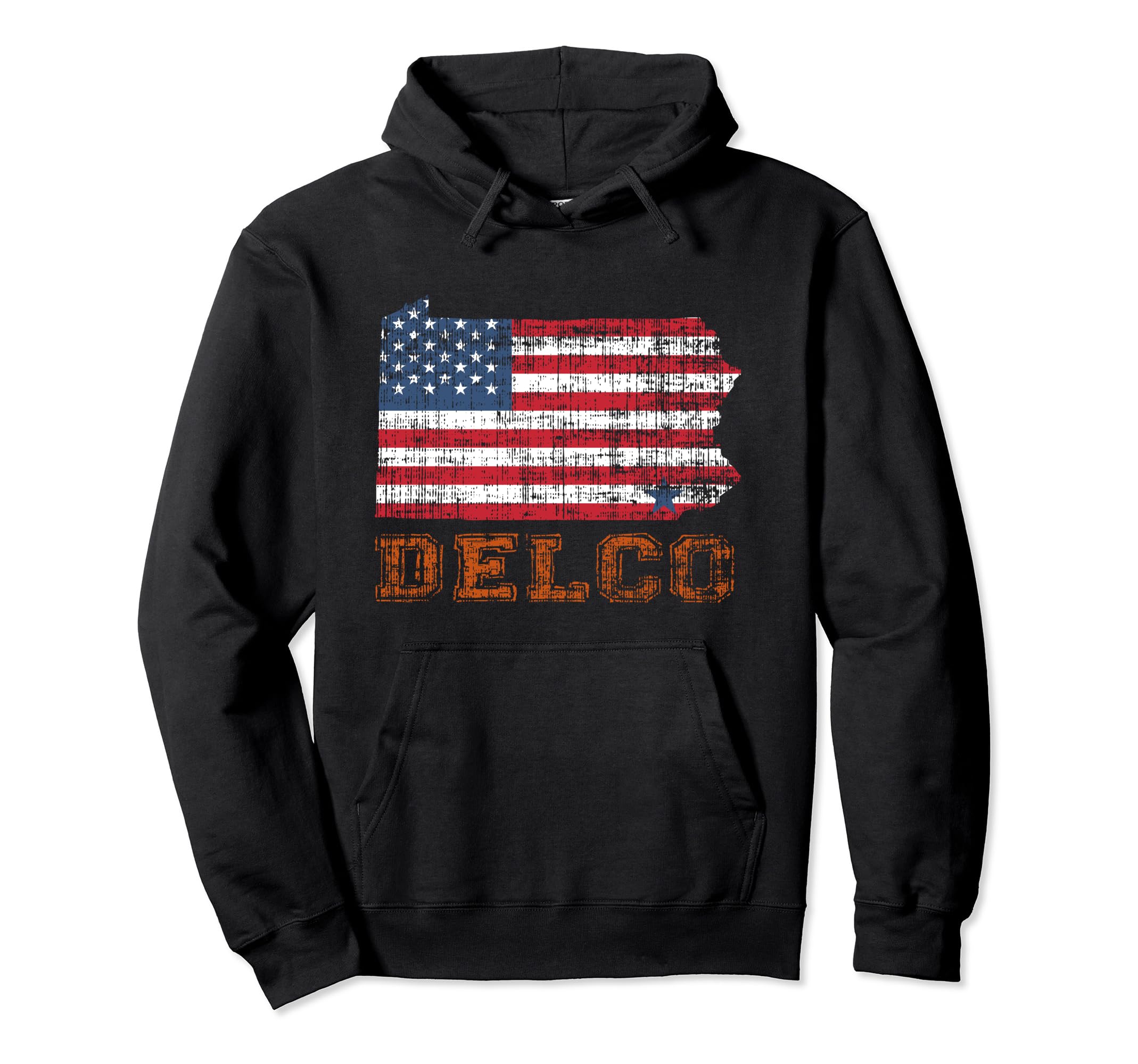 Delco Philadelphia American USA Flag Pennsylvania Vintage Pullover Hoodie