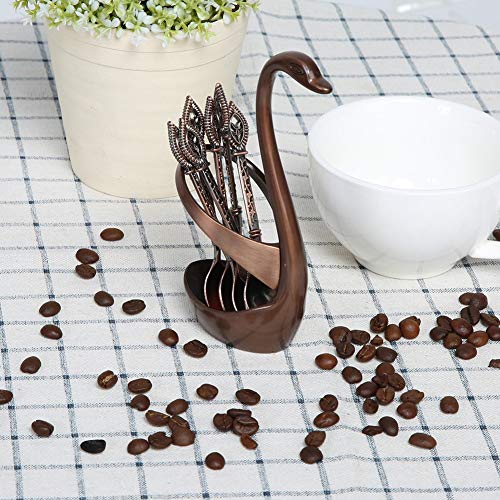 NITRIP Elegant Portable Spoon Holder, Flatware Organizer, for Tableware Kitchen(Red Bronze + 6 Spoons)
