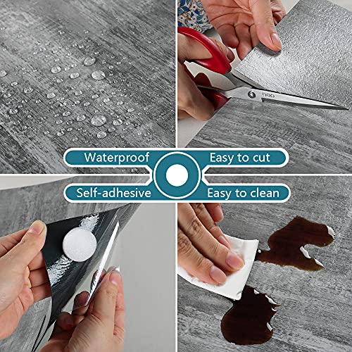 VEELIKE 12''x12'' Peel and Stick Wood Look Vinyl Tiles - 24 Pack, Waterproof, Self Adhesive, Removable, Distressed, Suitable for Floor, Bathroom, Bedroom, Kitchen