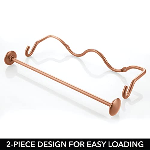 mDesign Versatile Metal Wall Mount Paper Towel Holder & Dispenser, Mounts to Walls or Under Cabinets - for Kitchen, Pantry, Utility Room, Laundry and Garage Storage - 2 Piece Design - Copper