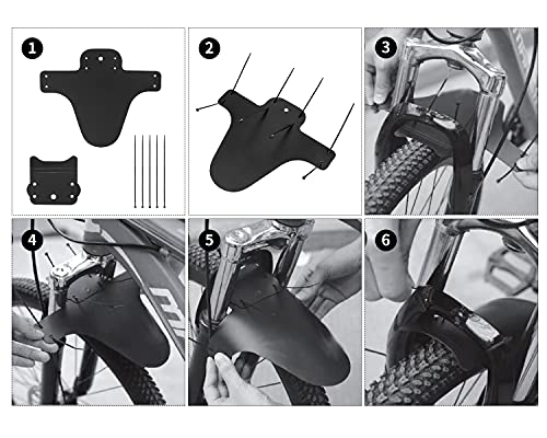 YHT 2 Pack Mountain Bike Fenders, High Compatible Bicycle Mudguard Fits 26", 27.5", 29", Thicken Widen Front and Rear Mud Guard, MTB Fender, Frame Guards, Black…