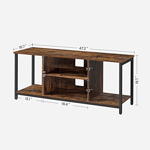 VASAGLE TV Stand for TV up to 55 Inches, Cabinet with Open Storage, Console Unit with Shelving, for Living Room, Entertainment Room, Industrial, Rustic Brown and Black ULTV060B01