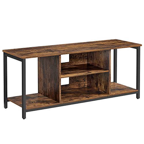VASAGLE TV Stand for TV up to 55 Inches, Cabinet with Open Storage, Console Unit with Shelving, for Living Room, Entertainment Room, Industrial, Rustic Brown and Black ULTV060B01