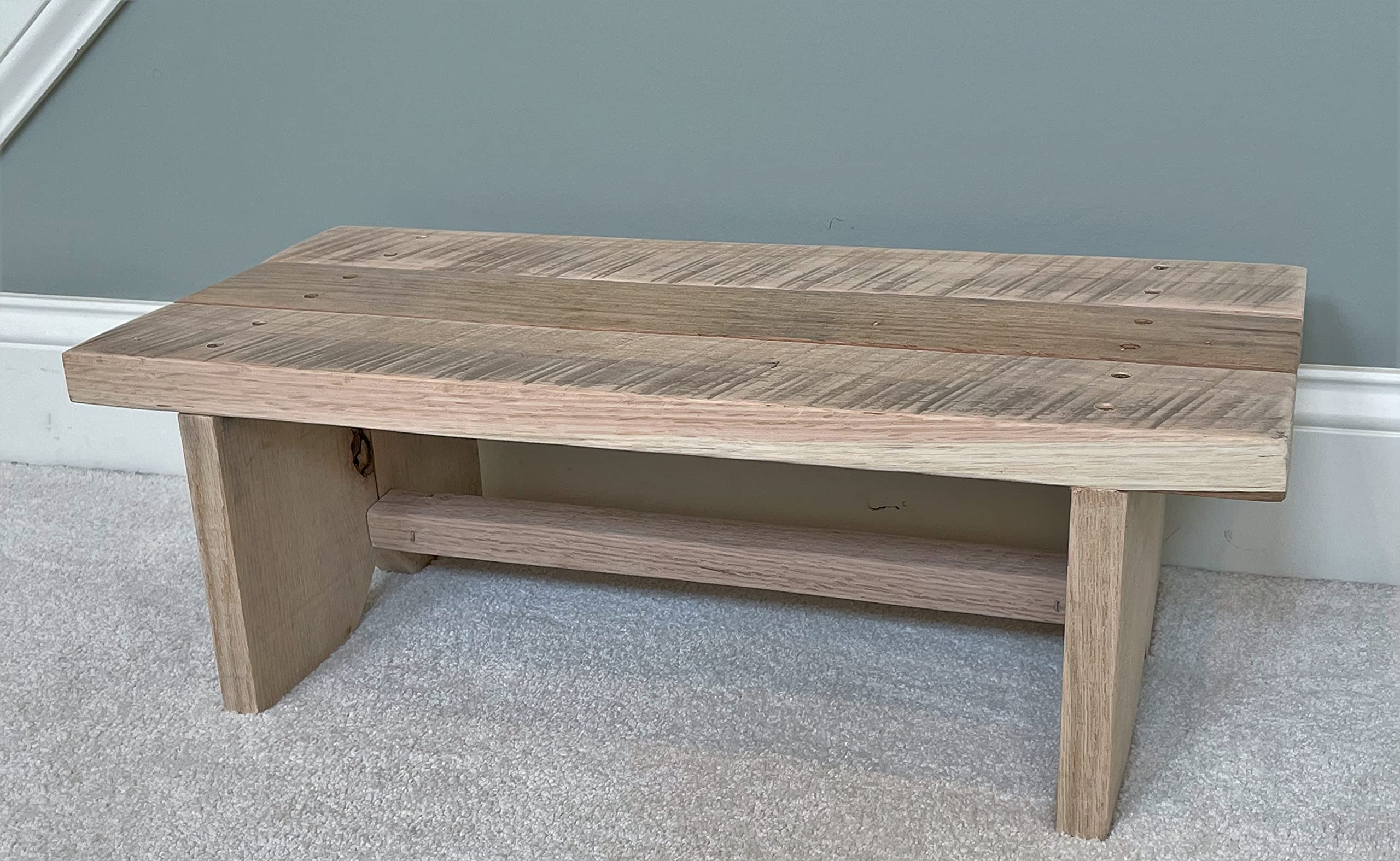 Authentic Amish Classic Amish Reclaimed Wood Step Sitting Stool Footstool Deck Patio Door Platform, Indoor Outdoor. Natural, Rustic, Heavy Duty, Versatile. Handmade in USA. 24 x 11 x 8”.