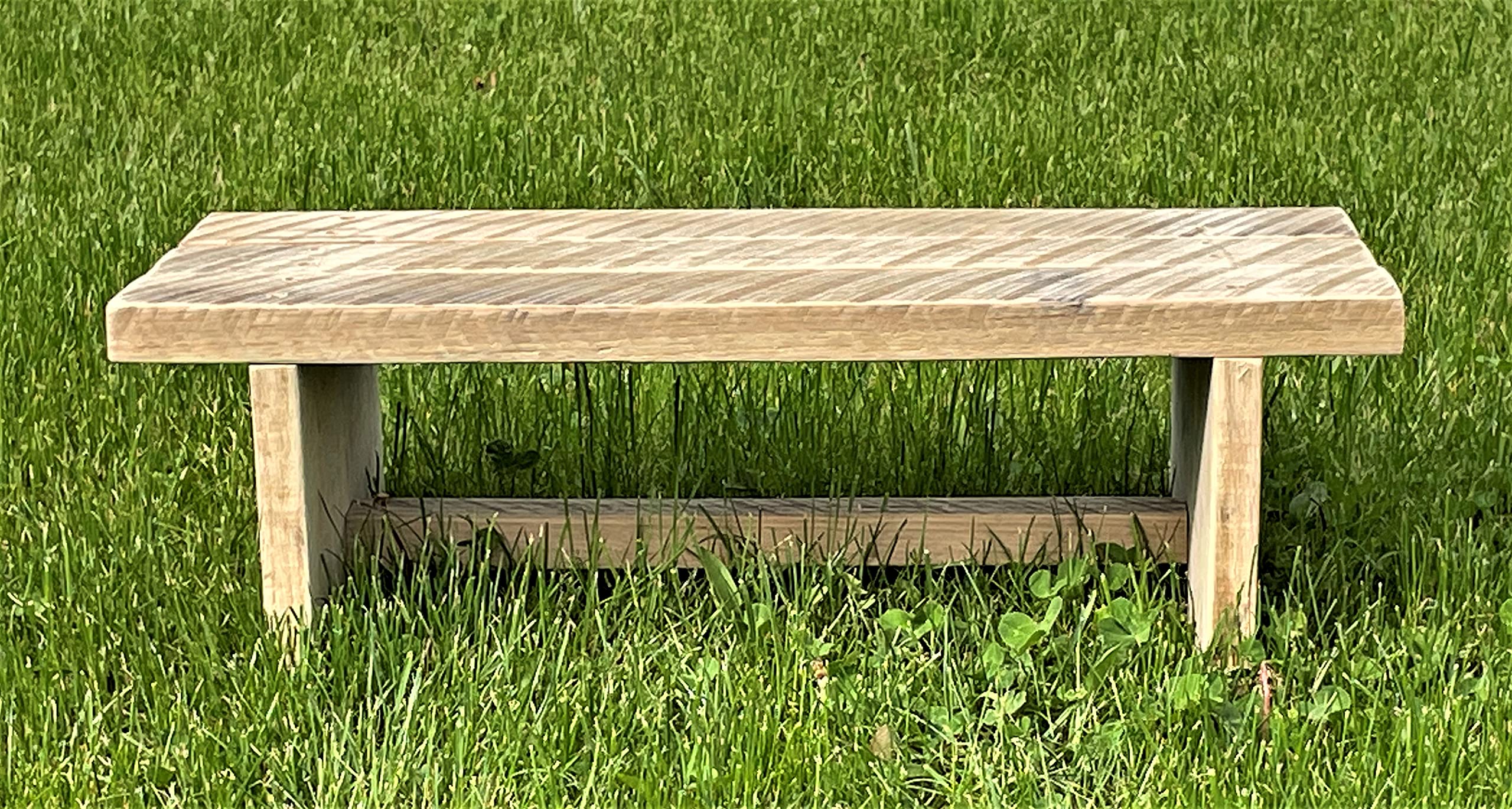 Authentic Amish Classic Amish Reclaimed Wood Step Sitting Stool Footstool Deck Patio Door Platform, Indoor Outdoor. Natural, Rustic, Heavy Duty, Versatile. Handmade in USA. 24 x 11 x 8”.