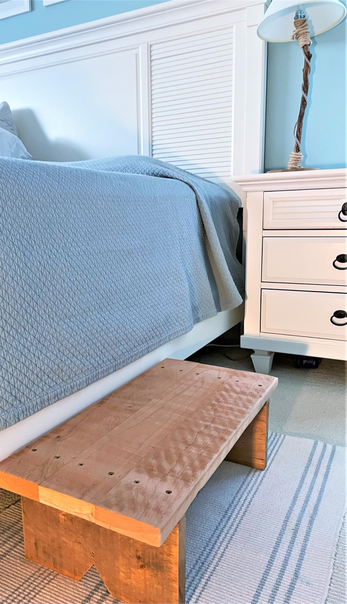 Authentic Amish Classic Amish Reclaimed Wood Step Sitting Stool Footstool Deck Patio Door Platform, Indoor Outdoor. Natural, Rustic, Heavy Duty, Versatile. Handmade in USA. 24 x 11 x 8”.
