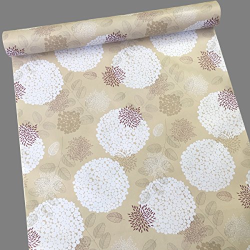 Yifely Peel & Stick Drawer Liner Removable Tabletop Protect Paper for Covering Apartment Old Cabinets Shelves, White Bouquet, 17.7 Inch by 9.8 Feet