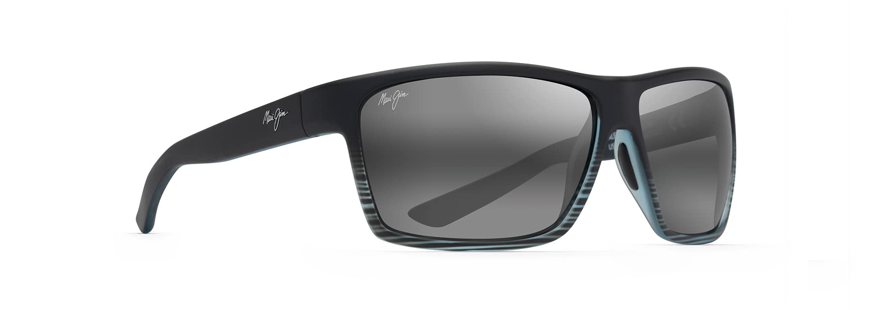 Maui Jim Men's and Women's Alenuihaha Polarized Wrap Sunglasses, Grey Black Stripe/Neutral Grey, Large