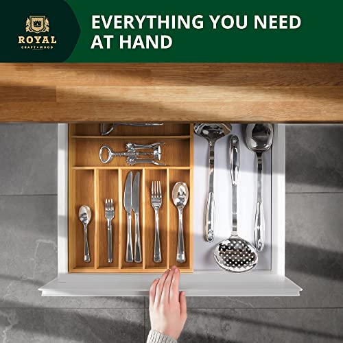 ROYAL CRAFT WOOD Silverware Drawer Organizer (7 Slot) and Small Drawer Dividers