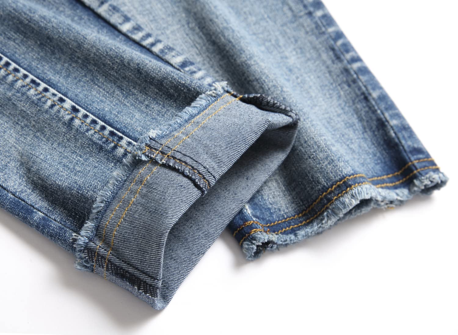 XIMXIMMTIAN Men's Biker Moto Washed Distressed Slim Fit Straight Jeans Denim (34, 2128 Blue)