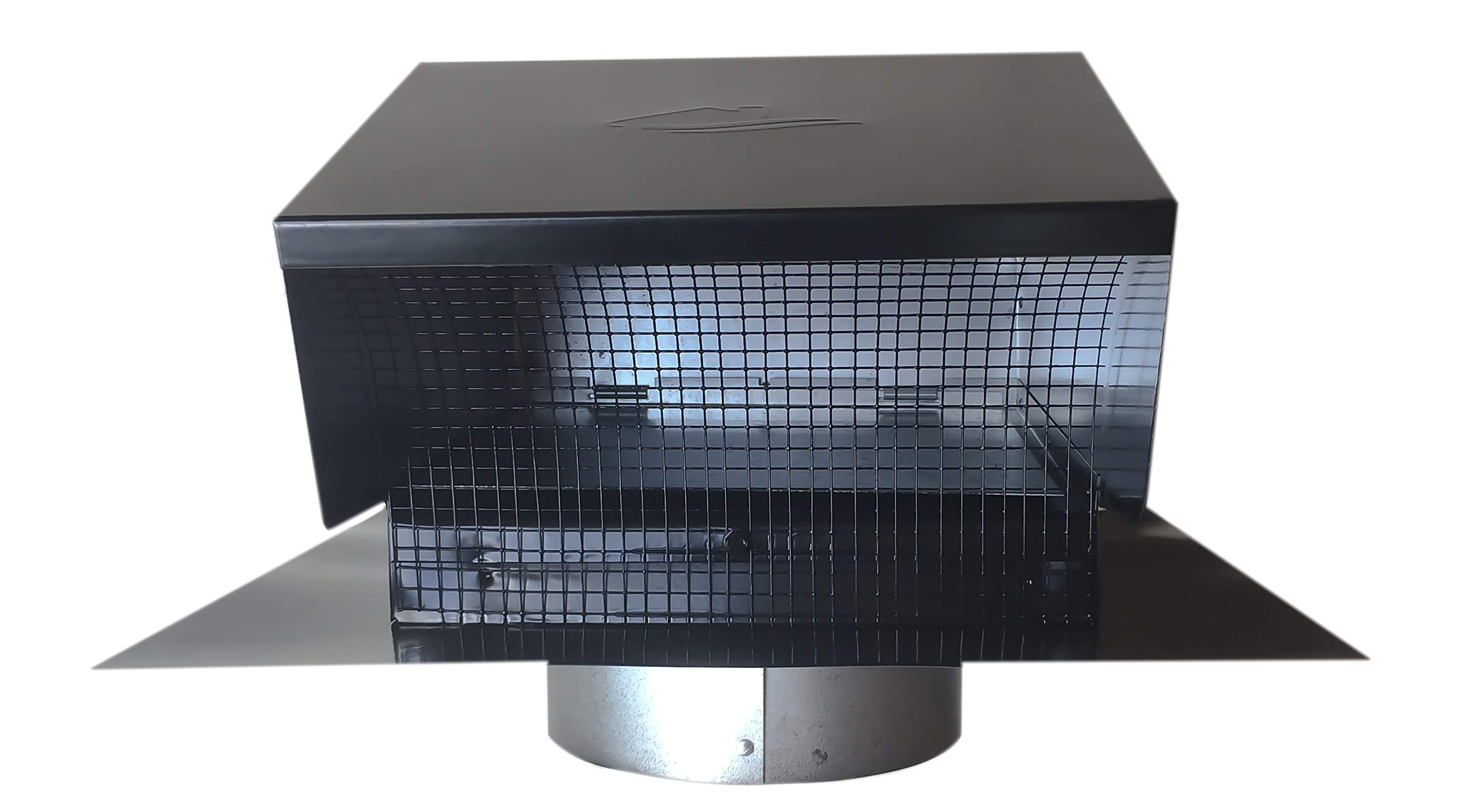 Builder's Best 84033 Galvanized Steel Roof Vent Cap with Damper & Removable Screen, 6" Diameter Collar, Black (New 2021)