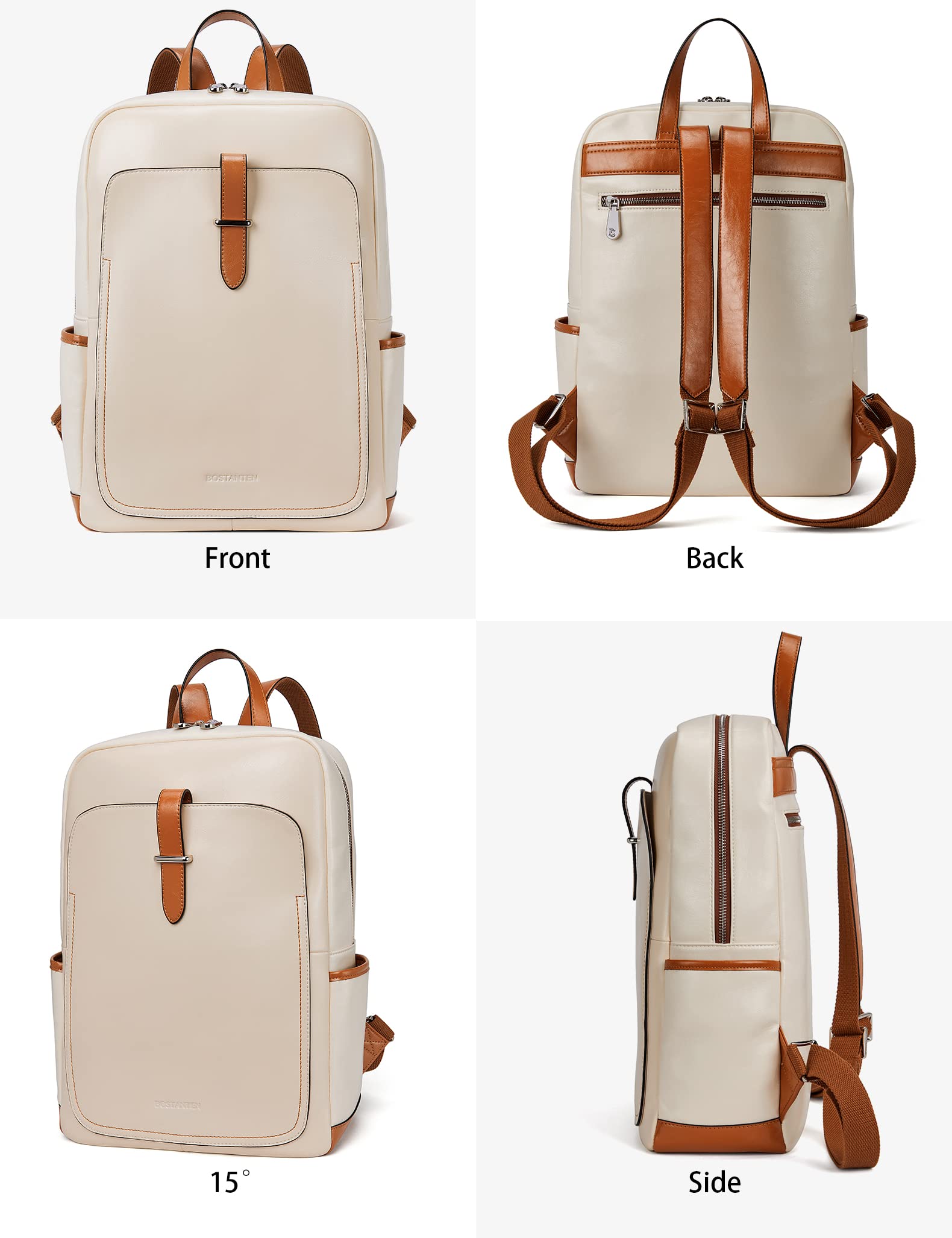 BOSTANTEN Leather Laptop Backpack Purse Casual College Casual Bags Daypack and Womens Wallet Genuine Leather Wallets Large Capacity Cash Cluth Purses
