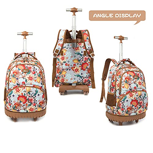 Jasminestar Rolling Backpack 18 inch Wheeled Kids Backpack with Lunch Bag and Pencil Case for Boys and Girls