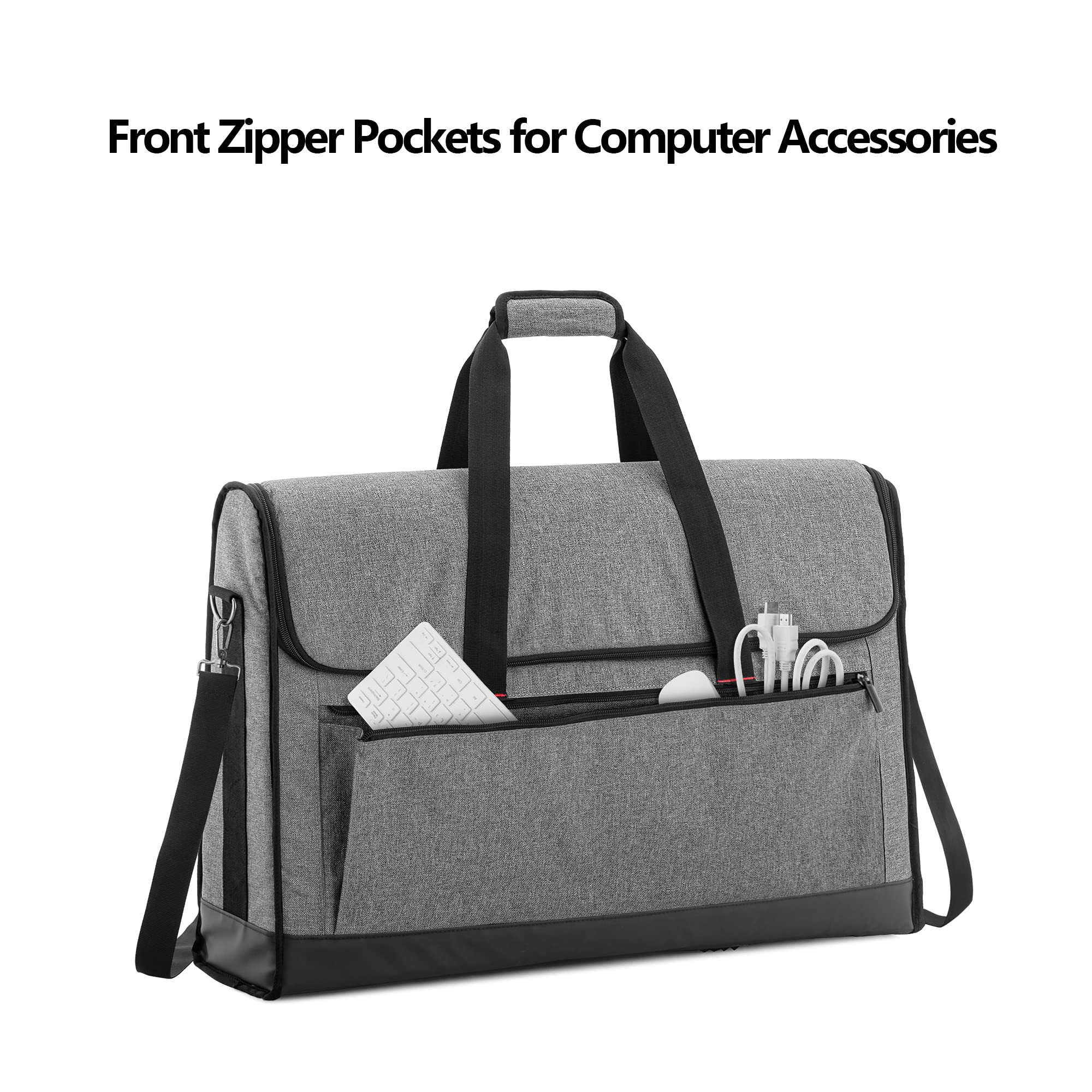 Trunab Monitor Carrying Case 24 Inch Padded Travel Bag Hold Up to 2 LCD Screens/TVs, Not Compatible with iMac, with Accessories Pocket, Shoulder Strap, PU Bottom, Grey