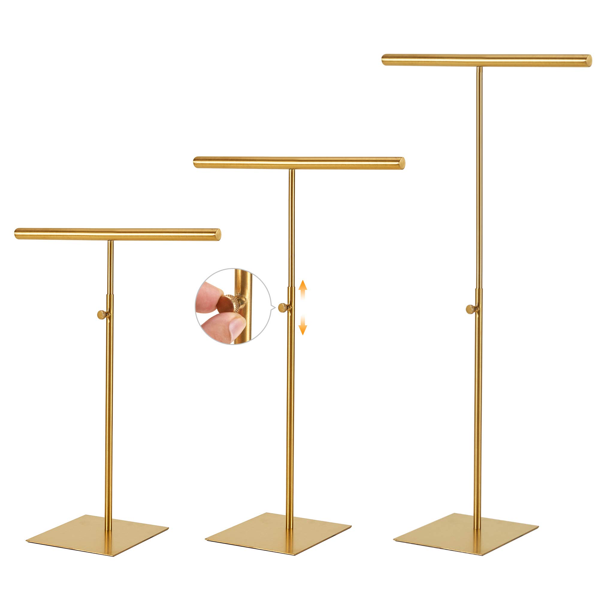 SHUNKAIZS Necklace Holder Jewelry Stand, Purse Display Stand, 2Pcs Stainless Display Stand, Jewelry Tower Stand Adjustable Height for Necklaces, Bracelets, Bag