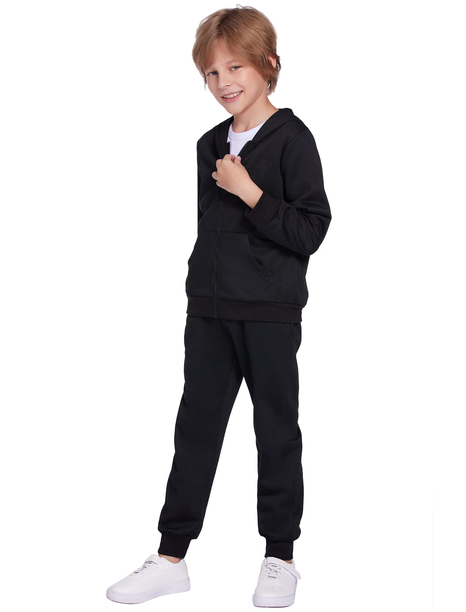 Boyoo Boys' 2 Piece Athletic Tracksuit Jogging Sets Outfit Sweatsuit Zip Up Hoodie and Active Pants for Kids 5-14 Years