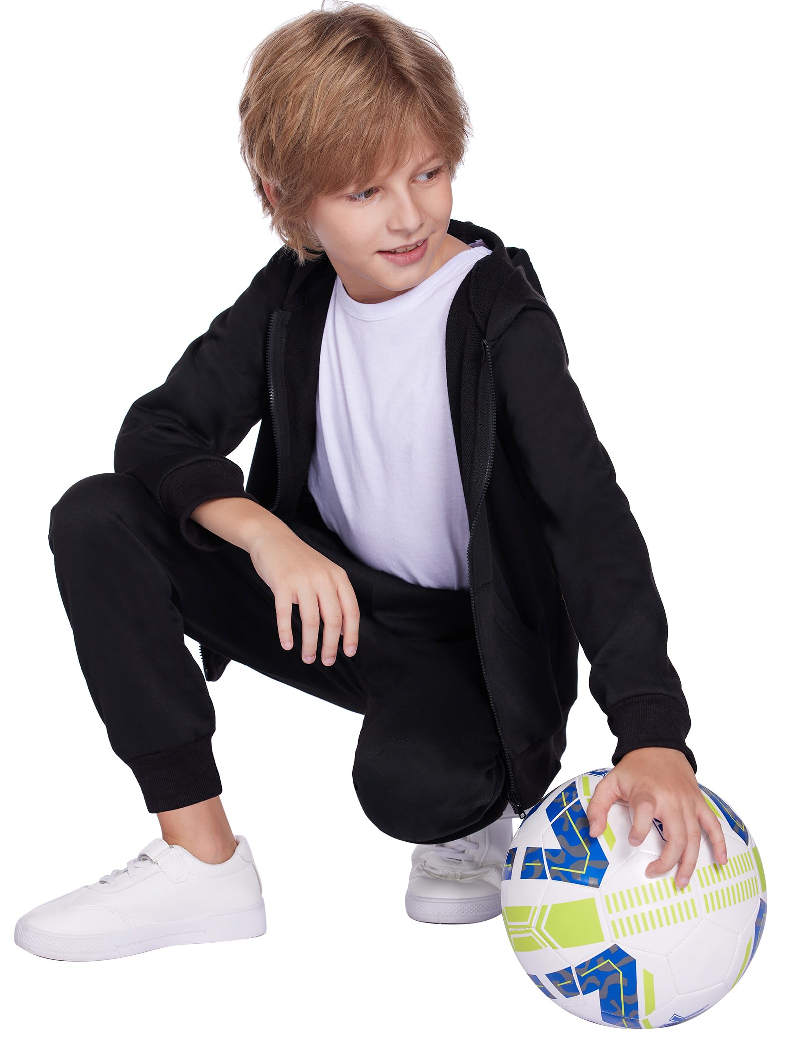 Boyoo Boys' 2 Piece Athletic Tracksuit Jogging Sets Outfit Sweatsuit Zip Up Hoodie and Active Pants for Kids 5-14 Years