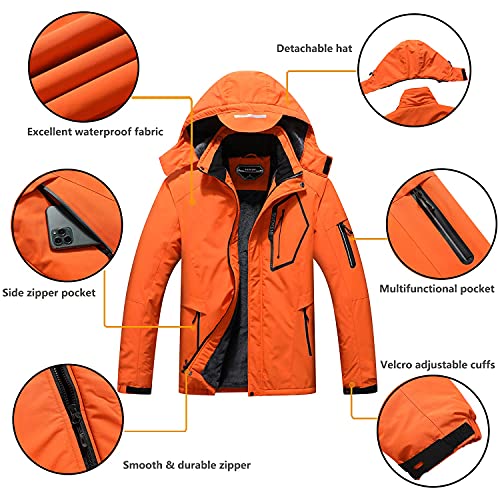 SUOKENI Men's Waterproof Ski Jacket Warm Winter Snow Coat Hooded Raincoat X-Large
