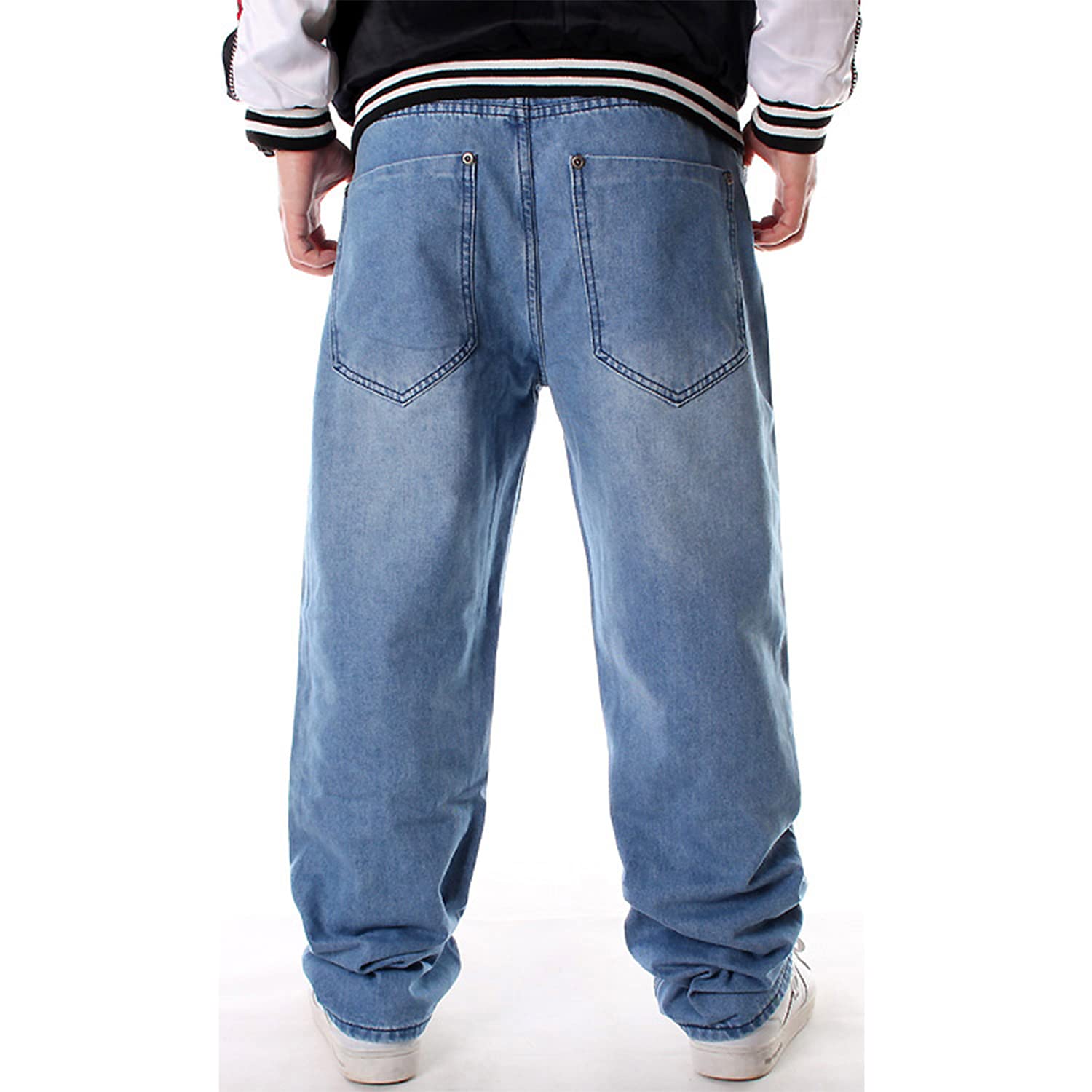 EnllerviiD Men's Relaxed Fit Classic Jeans - Loose Fashion Baggy Comfort Plain Hip Hop Denim Pants 022-34