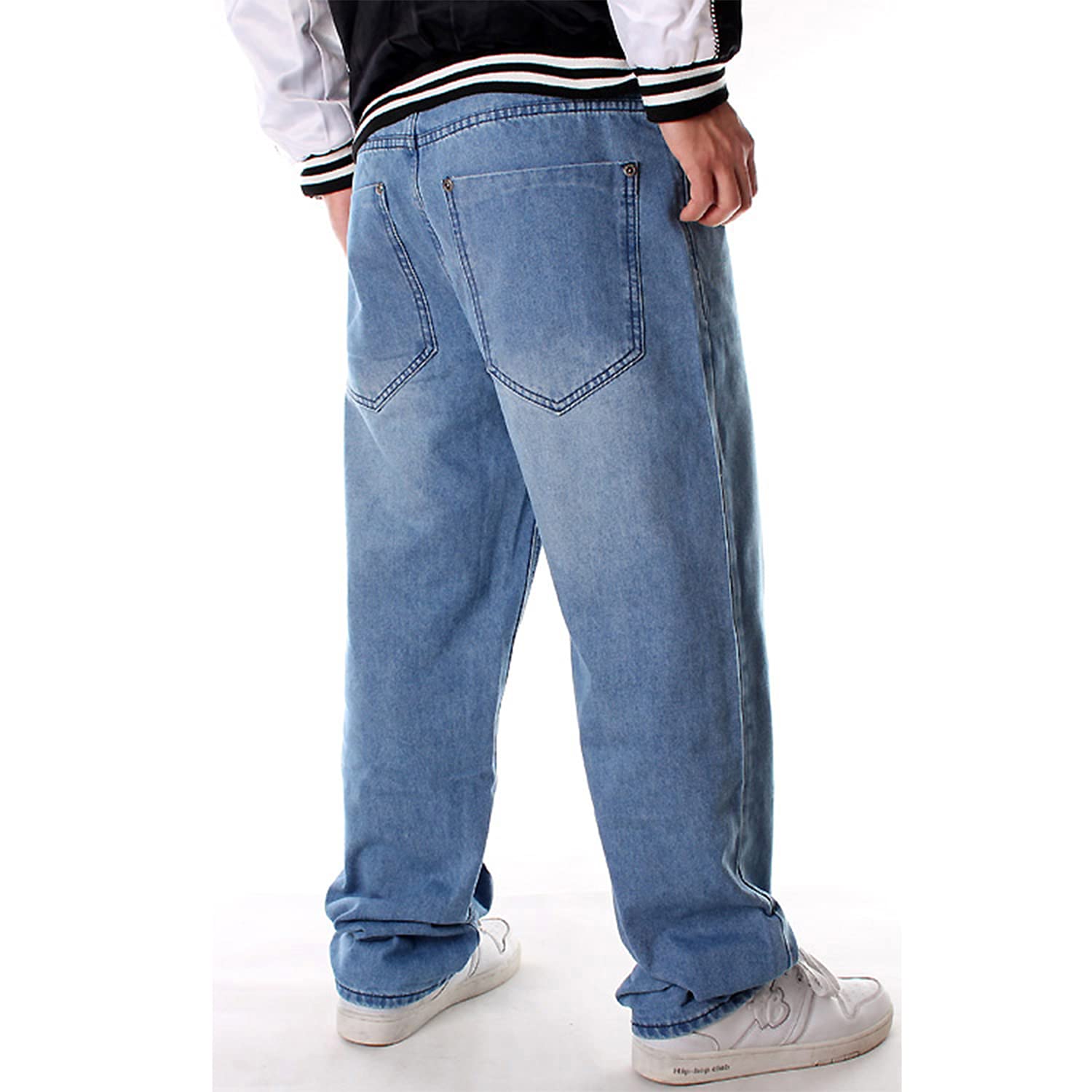 EnllerviiD Men's Relaxed Fit Classic Jeans - Loose Fashion Baggy Comfort Plain Hip Hop Denim Pants 022-34