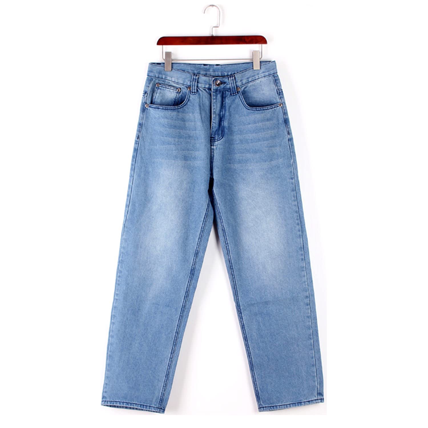 EnllerviiD Men's Relaxed Fit Classic Jeans - Loose Fashion Baggy Comfort Plain Hip Hop Denim Pants 022-34
