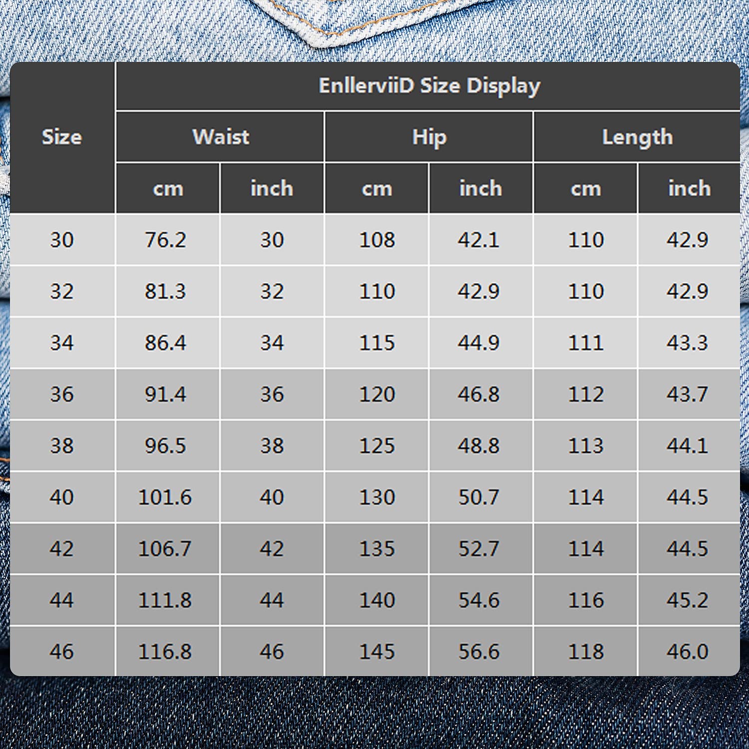 EnllerviiD Men's Relaxed Fit Classic Jeans - Loose Fashion Baggy Comfort Plain Hip Hop Denim Pants 022-34