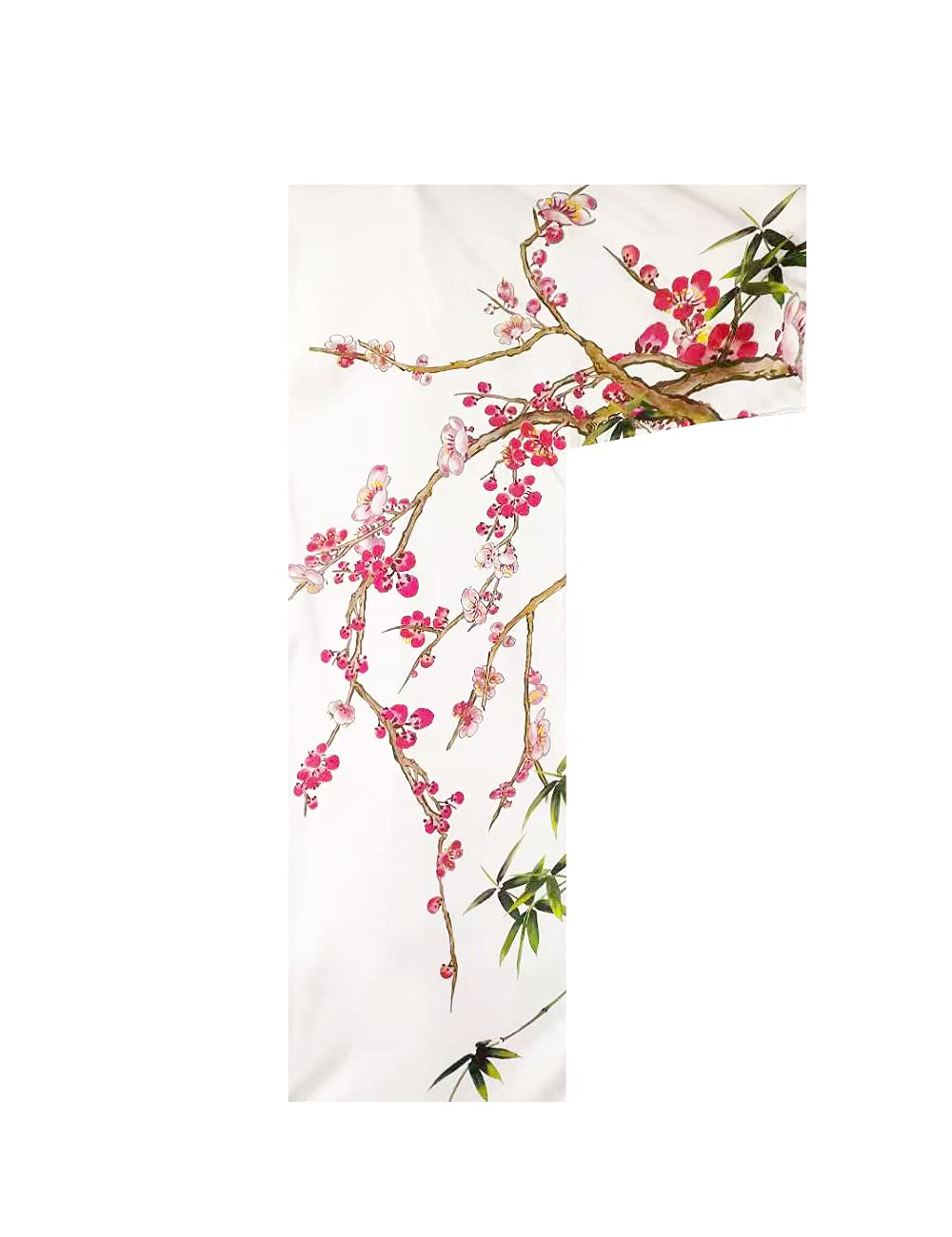 Kwedhonjh women's 100% silk kimono, short bathrobe pajamas, kimono pajamas (Plum white)