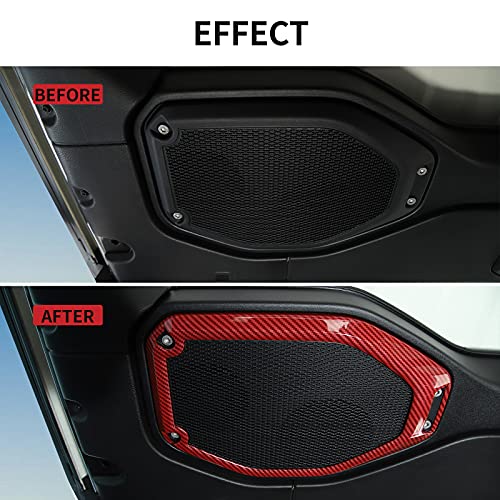 Voodonala for Jeep JL Top Speaker Audio Surround Trim for 2018 2019 Wrangler JL JLU 2020 Gladiator JT Trunk Red Carbon Fiber