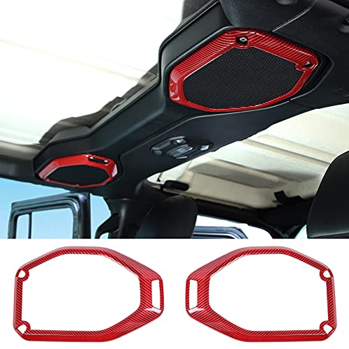 Voodonala for Jeep JL Top Speaker Audio Surround Trim for 2018 2019 Wrangler JL JLU 2020 Gladiator JT Trunk Red Carbon Fiber