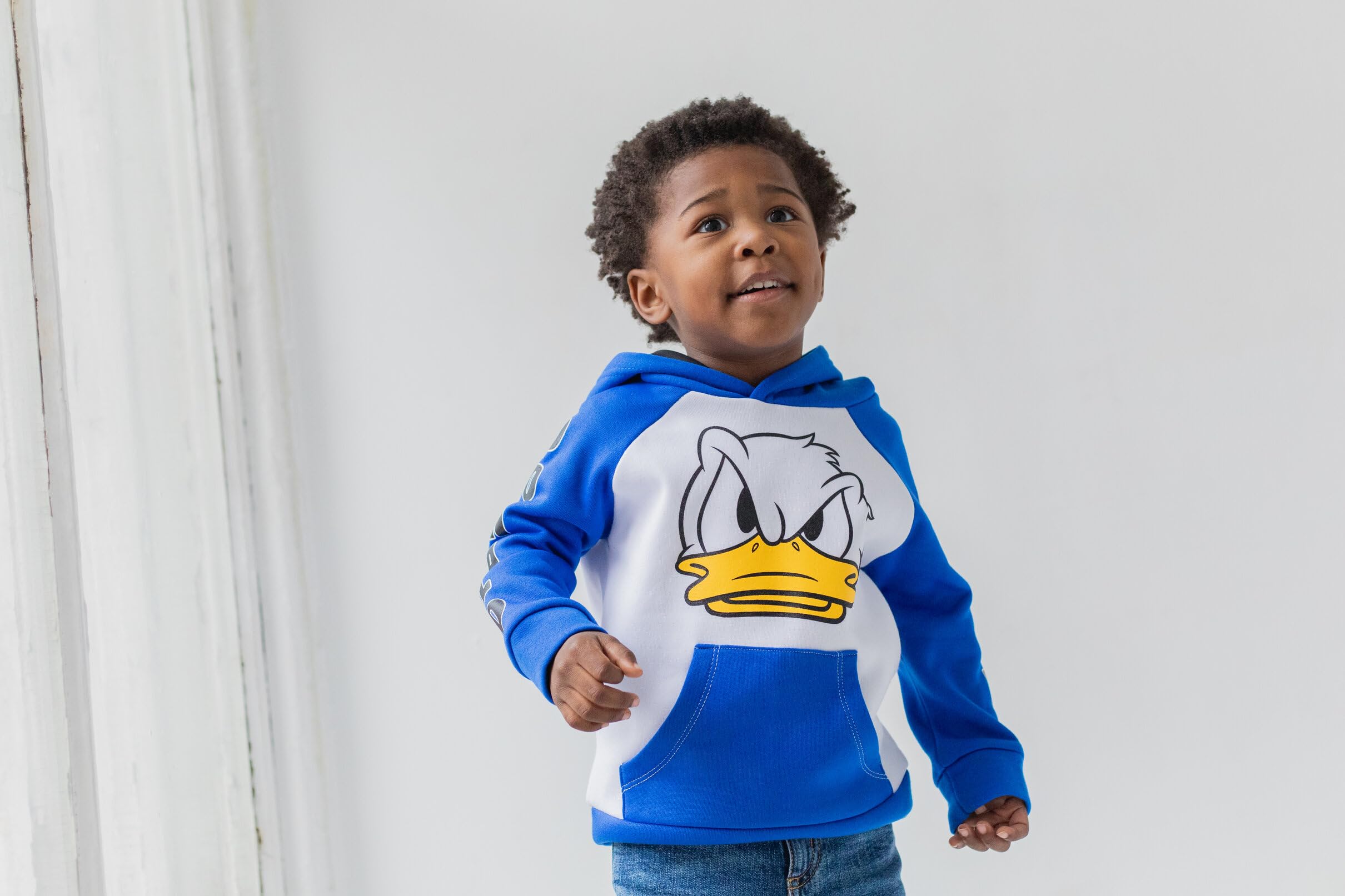 Disney Mickey Mouse Donald Duck Little Boys Fleece Hoodie Blue/White 7-8