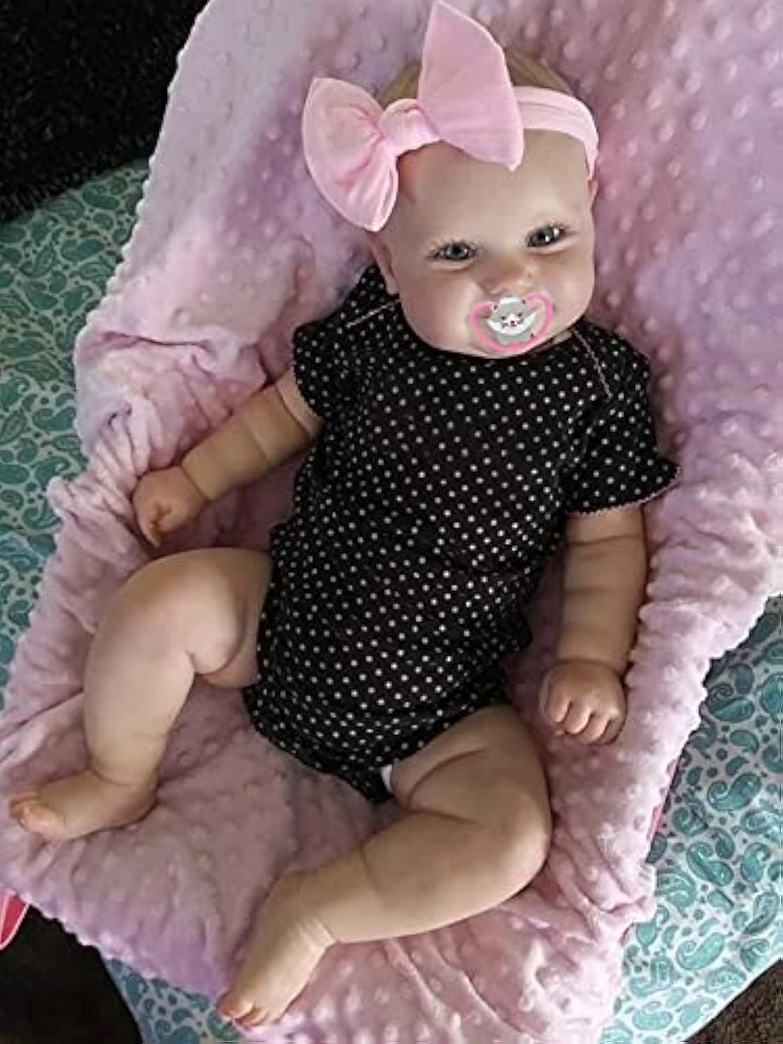 Pinky Reborn 50cm Reborn Baby Doll 20inch Newborn Toddler Real Soft Touch Ma with Hand-Drawing Hair Handmade Doll
