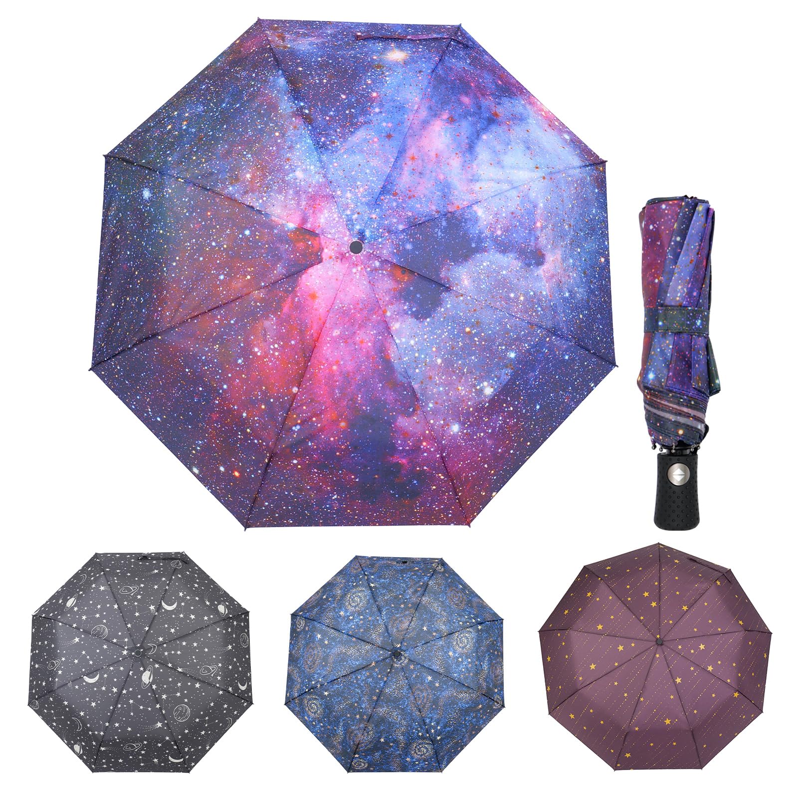 LFLFWY Folding Umbrella - Compact Travel Umbrella Automatic Open and Close, Lightweight Windproof Waterproof Umbrella For Women and Men, Best Umbrellas for rain mini-cute star