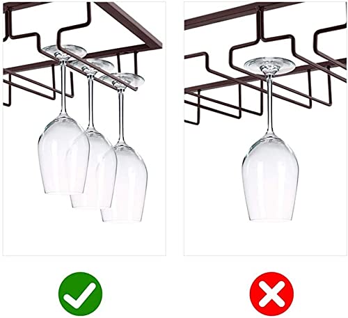 Wine Glass Shelf, Upside-down Home Goblet Iron Art Shelf, Wine Glass Hanging Storage Rack(Brown, 5 Rows 1 Pack)