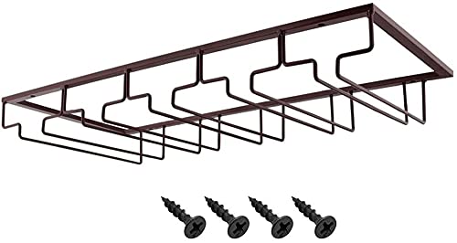 Wine Glass Shelf, Upside-down Home Goblet Iron Art Shelf, Wine Glass Hanging Storage Rack(Brown, 5 Rows 1 Pack)