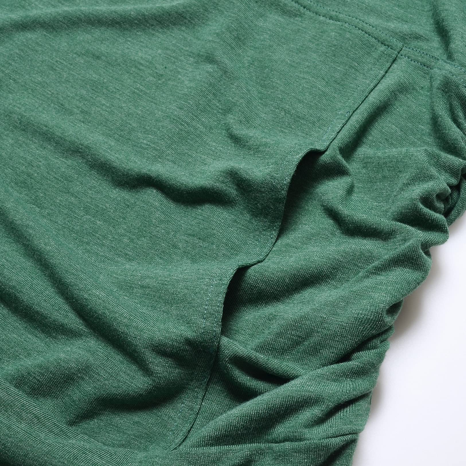 GINKANA Maternity Long Sleeve Shirt Lapel Zipper Casual Lightweight Maternity Top Shirts with Pockets,Green,S