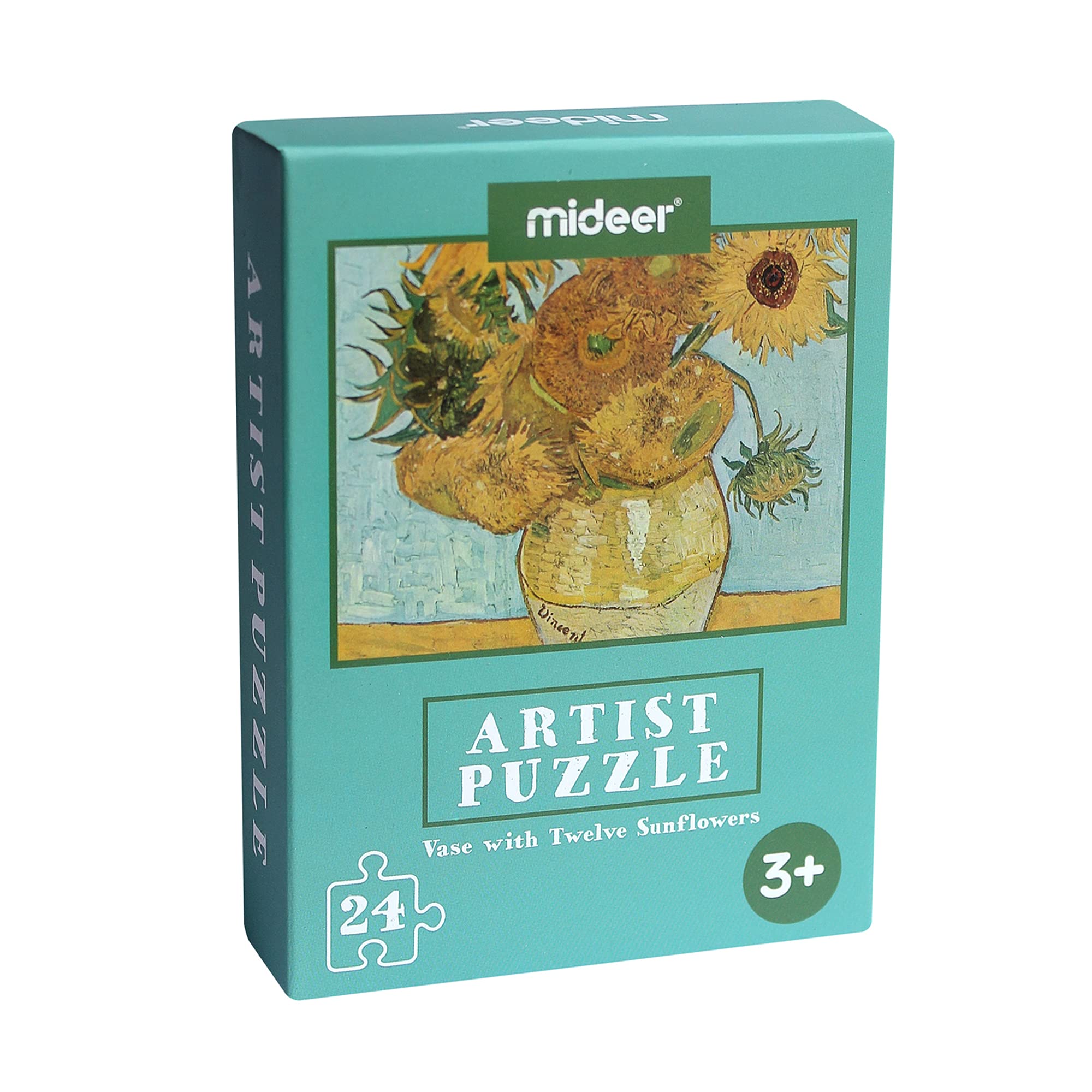 YOGEON 24 Pieces Twelve Sunflowers Puzzle, Toddler Artist Puzzles for Kids Ages 3-5, 4-8 Easy-an Intellectual Decompression Entertainment Game and Preschool Educational Learning Toys