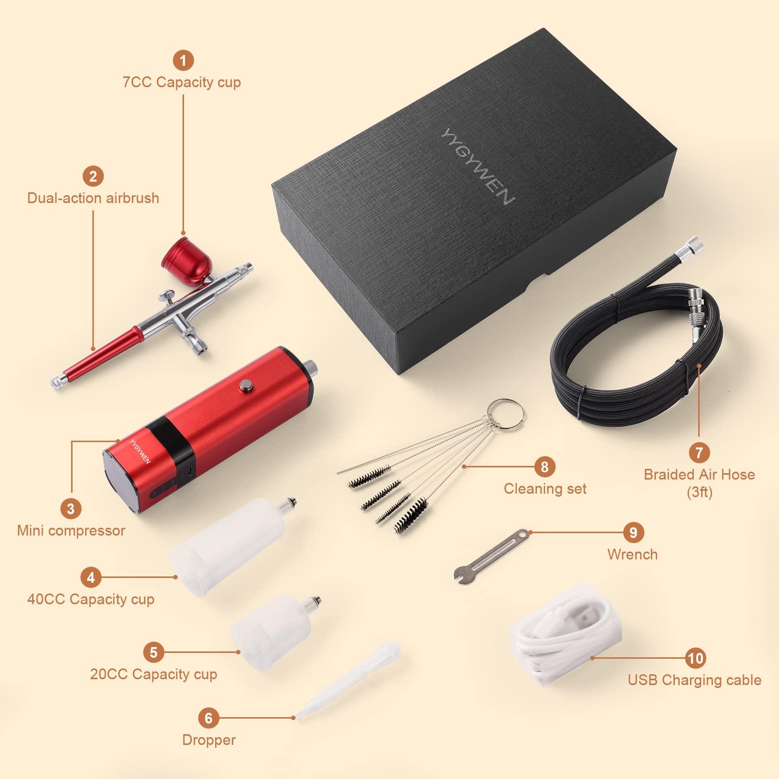 Airbrush Kit with Compressor, 32PSI Handheld Mini Air Brush Gun Set, Portable High Pressure Air Brushes for Painting, Tattoo, Nail Art, Mode, Makeup, Cake, Barber