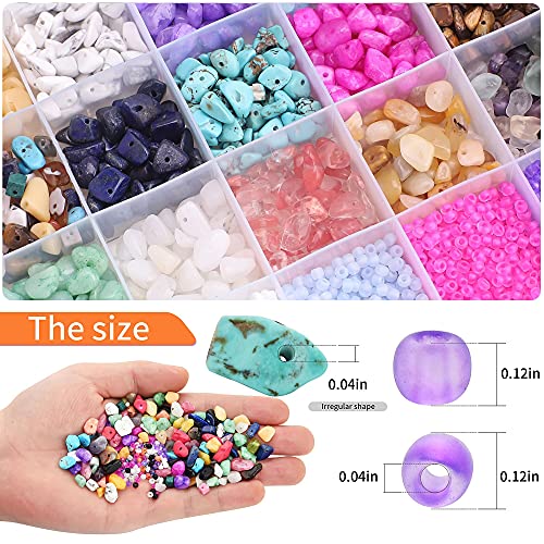 Rired 27 Stone Beads for Jewelry Making Kit, Irregular Natural Gemstones Healing Crystal Loose Rocks Beads with Bracelet Earrings Making Supplies