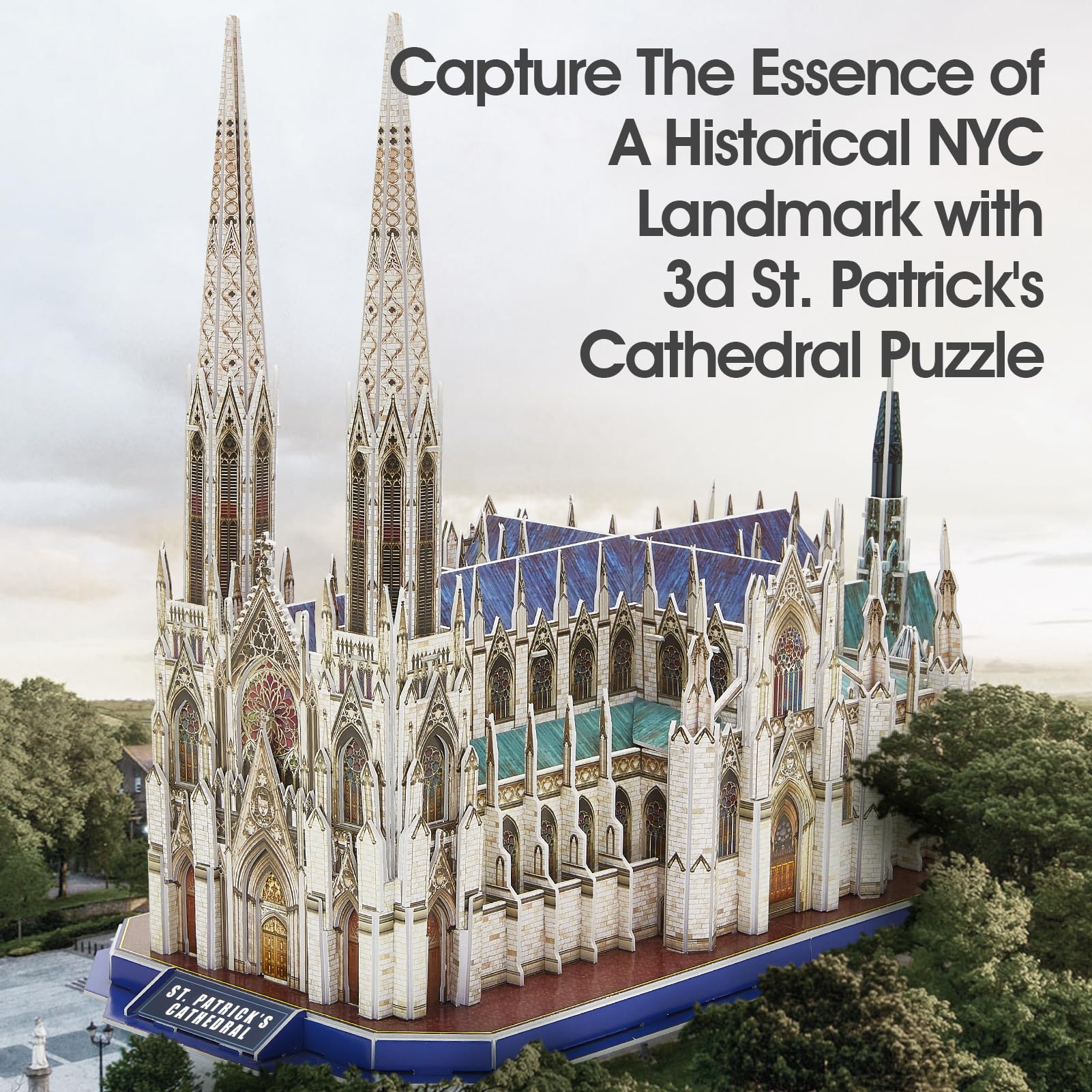CubicFun 3D Puzzles for Adults St. Patrick's Cathedral Model Kits, New York Architecture Puzzles for Adults Building Toys for Kids Ages 8+, 117 Pieces with Booklet Easter Gifts Valentine's Day Gift